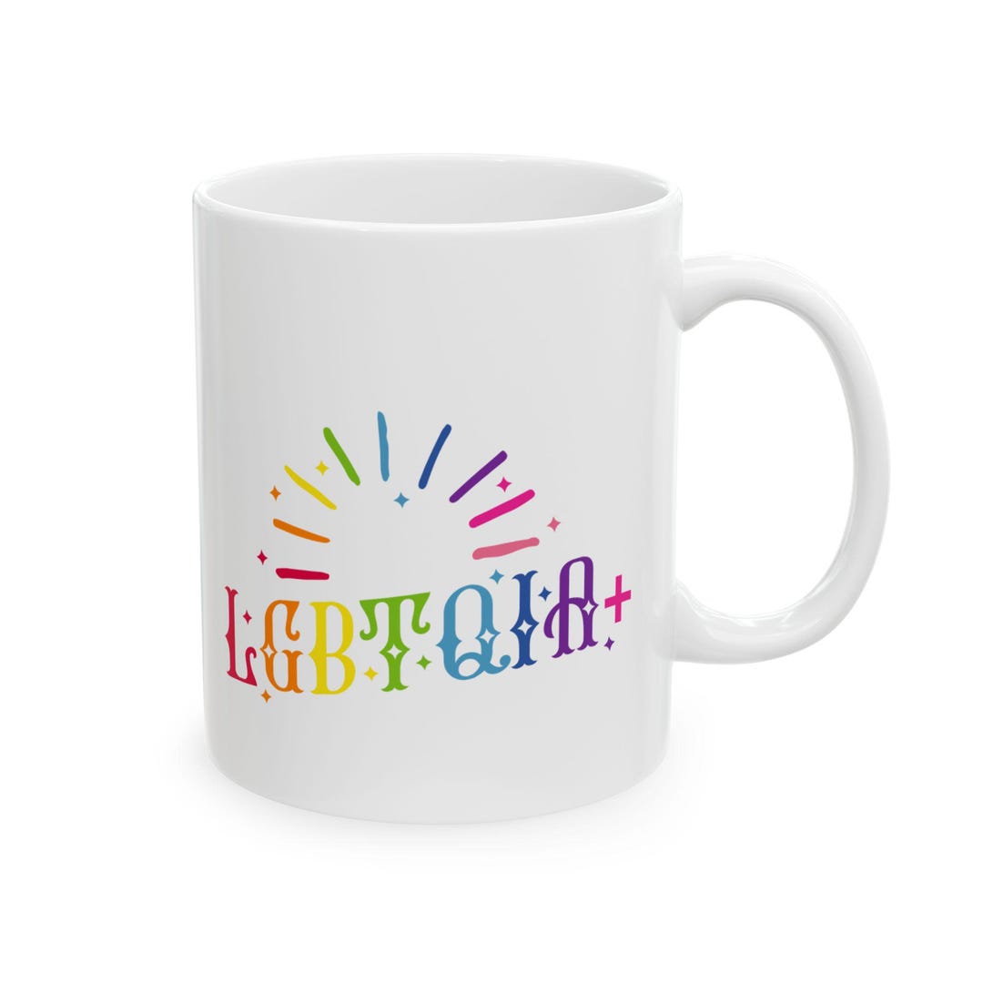 Lgbtqia Mug Simple Rainbow Coffee Cup Queer Pride Drinkware T
