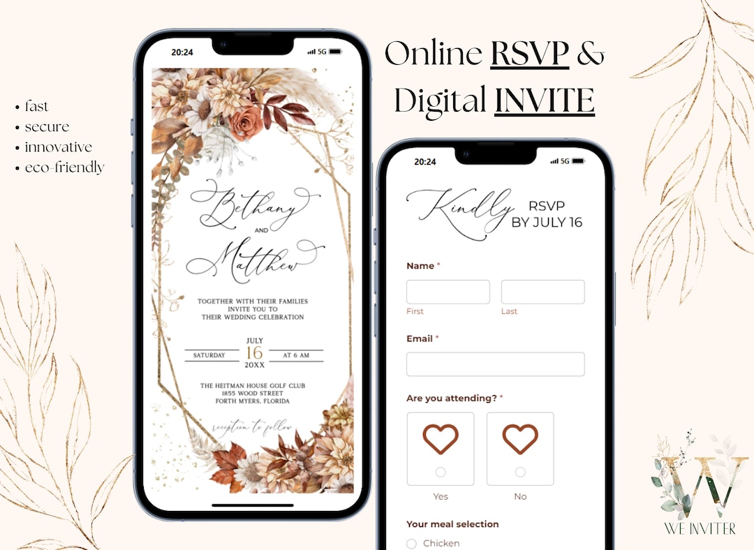 Online Rsvp, Rsvp Tracking, Mini Wedding Website, Digital Invitation ...