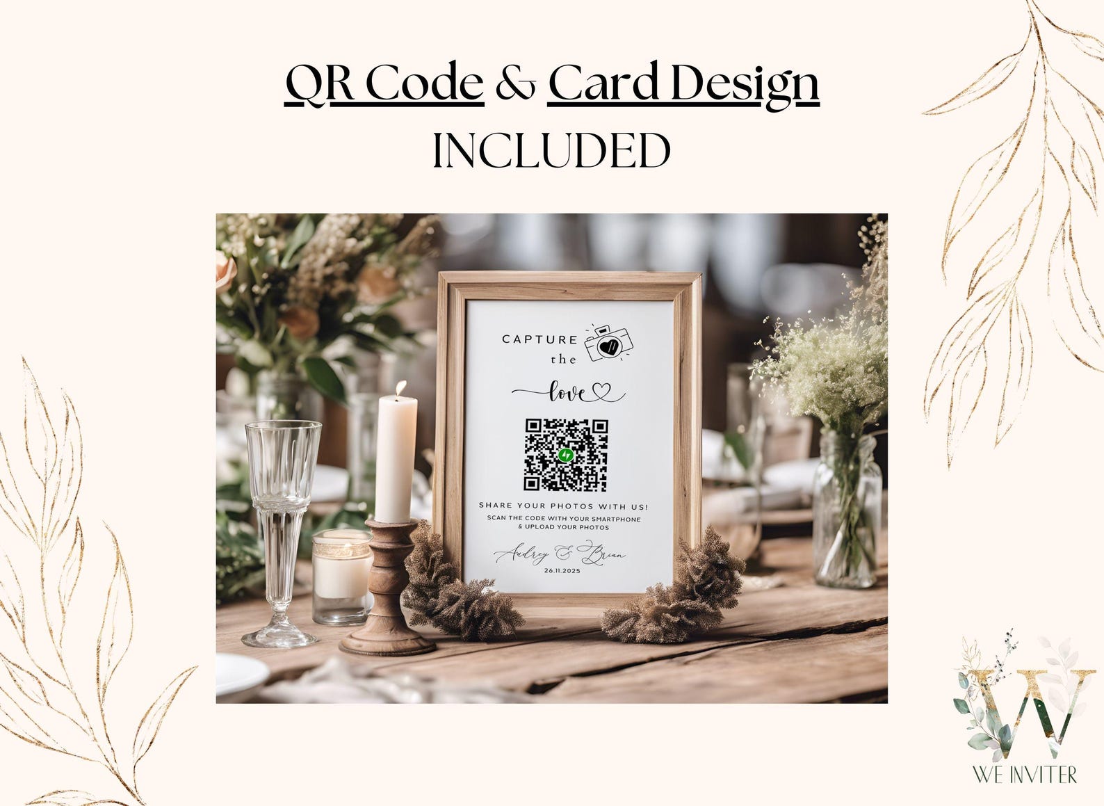 Photo Upload Website, Qr Code Table Sign, Collect Photos From Wedding ...