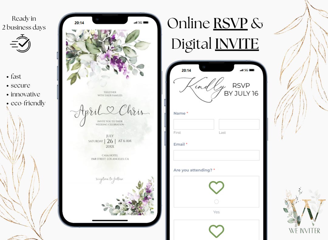 Online Rsvp, Mini Wedding Website, Digital Invitation, Mobile RSVP ...