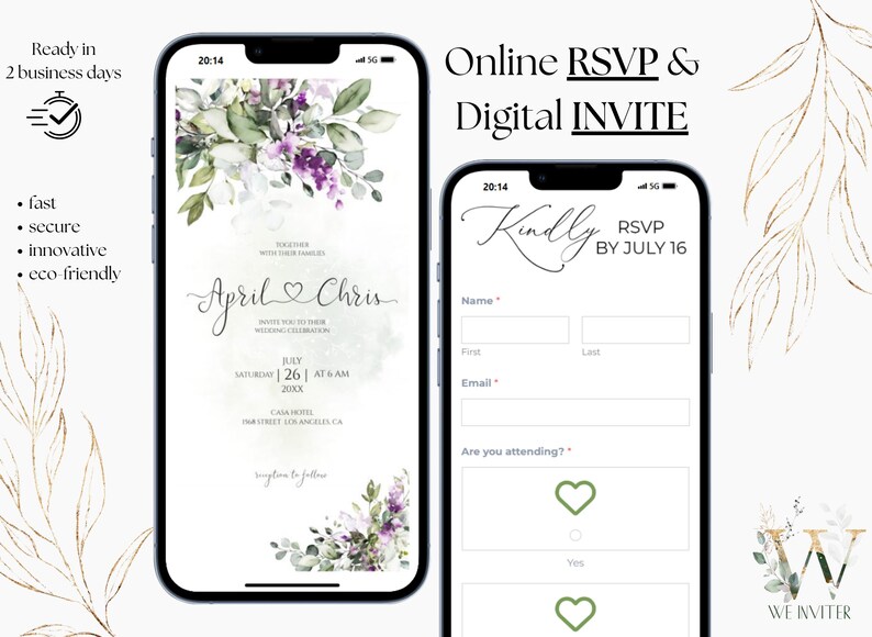 Online Rsvp, Mini Wedding Website, Digital Invitation, Mobile RSVP ...