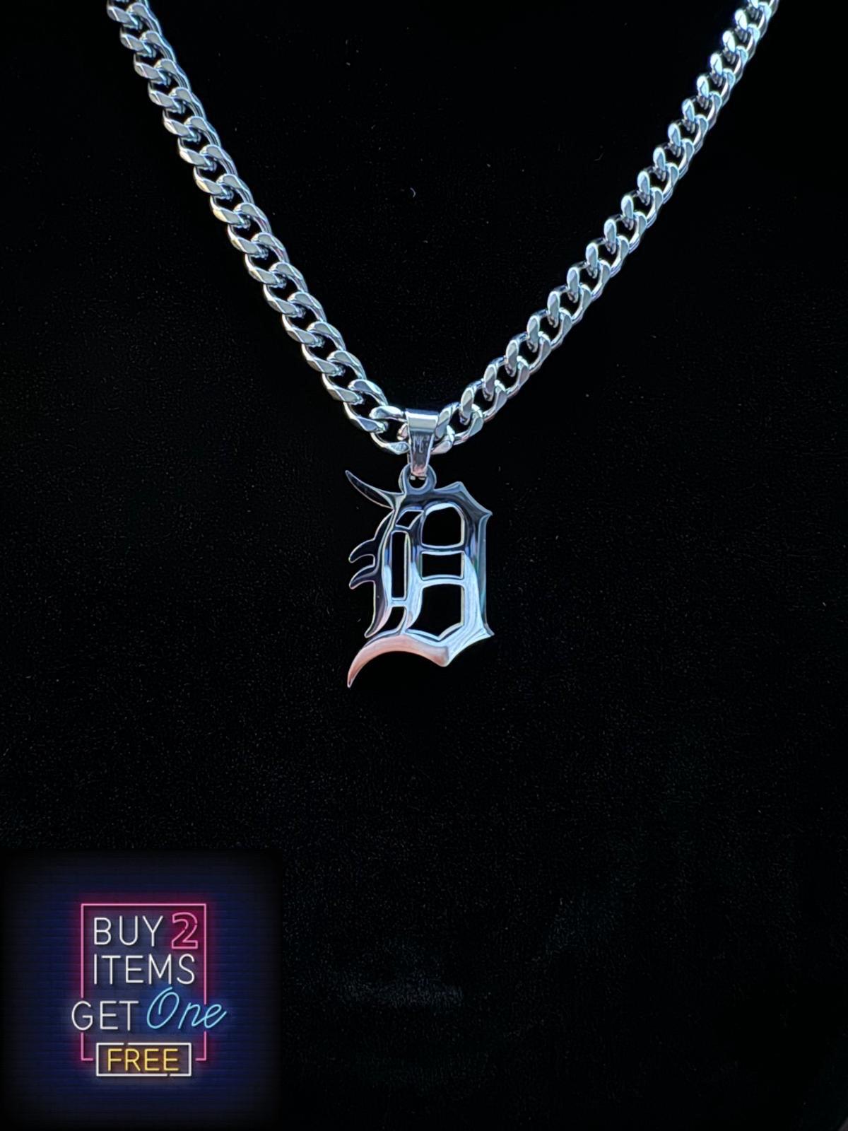 Silver Detroit D Necklace, Detroit D, D Necklace, Detroit Tigers Chain ...