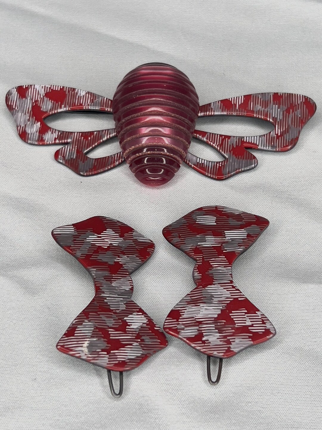 Vintage Jewelry Set Beehive Motif Brooch Pin AND Matching Pair of Hair ...