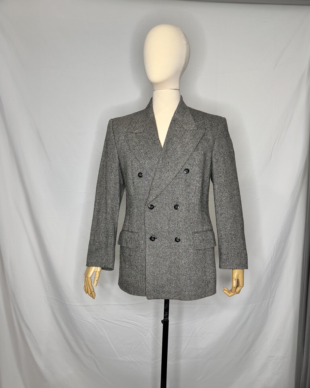 Vintage 1990s Black & White Tweed Jacket, 1930s Inspired, Handmade 38R ...