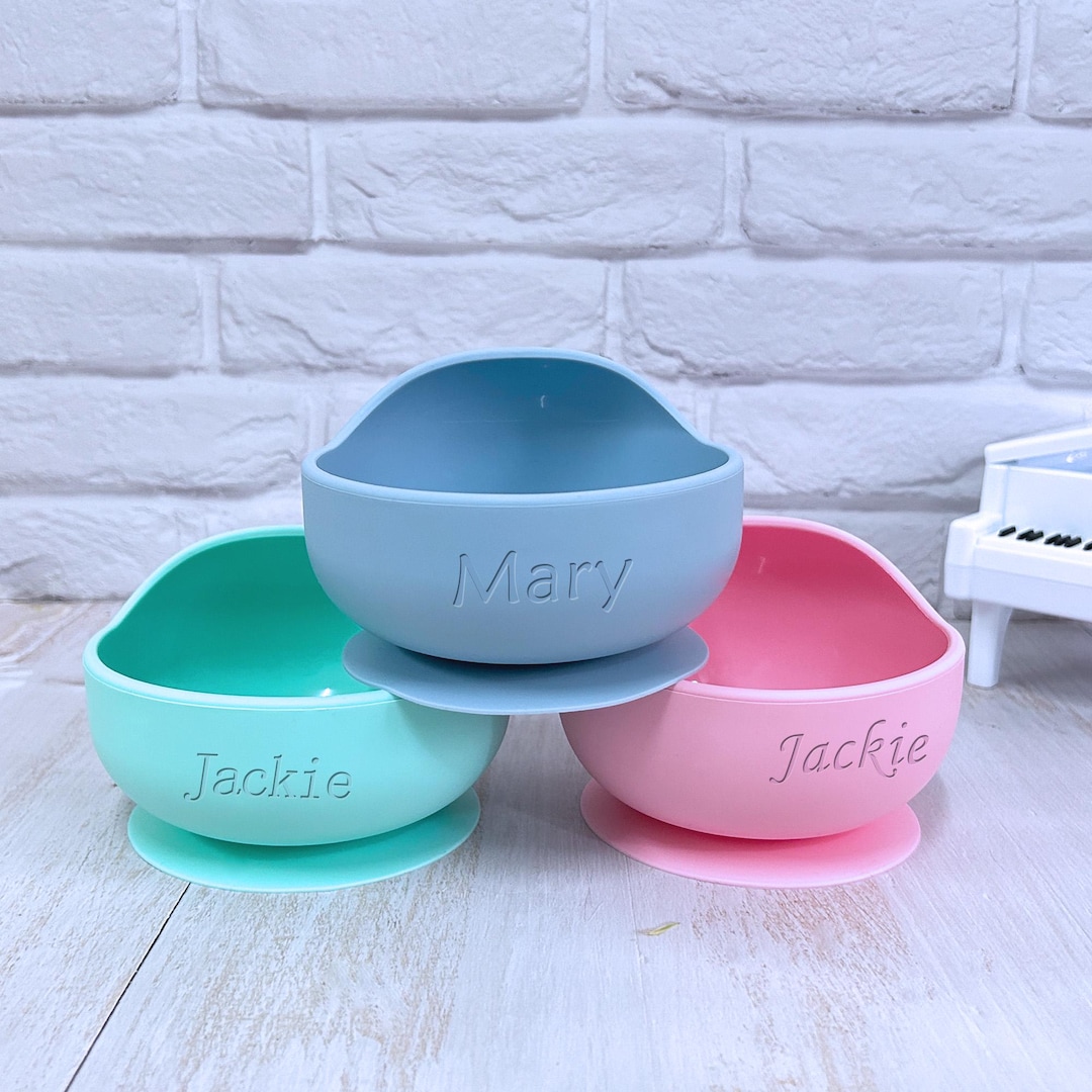 Personalized Silicone Weaning Bowl,engraved Silicone Complementary Food ...
