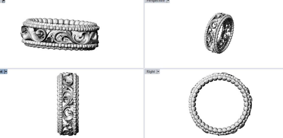STL 3D Model Jewelry CAD File for 3D Printing/wedding With Motif Ring ...