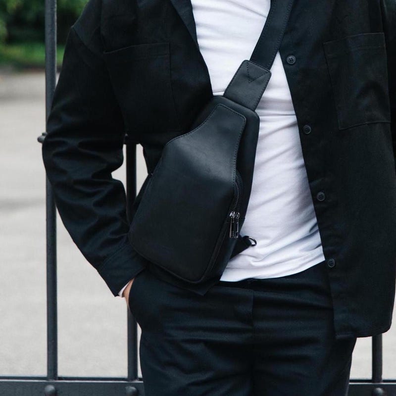 Black Sling Bags for Men - Etsy