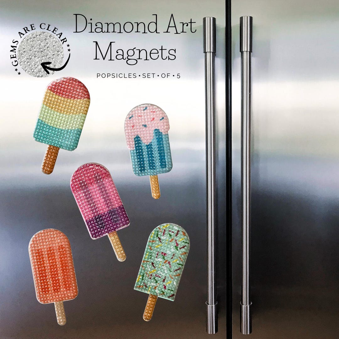 Diamond Art Fridge Magnets Gifted Craft Kit DIY Gem Art Magnet Set ...