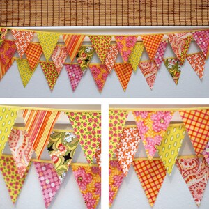 Mini Pennant Fabric Banner - Bunting in Yellow, Pink, and Orange ...