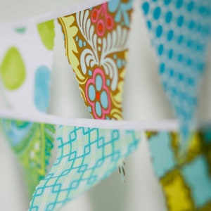 Mini Pennant Fabric Banner - I Love Aqua - Childrens Decor, Party Decor ...