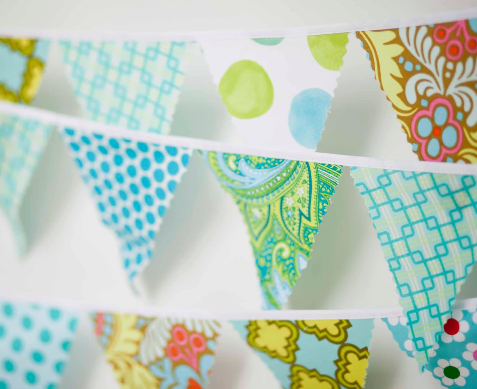 Mini Pennant Fabric Banner - I Love Aqua - Childrens Decor, Party Decor ...