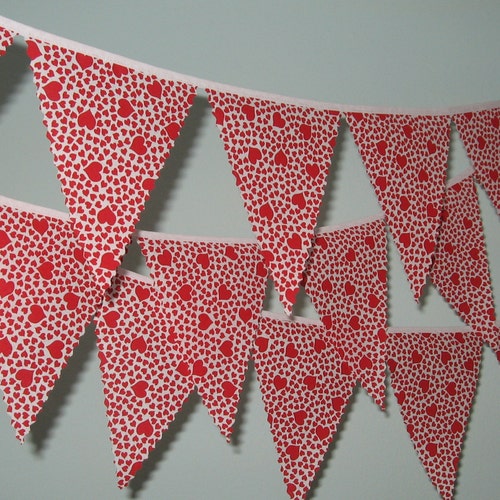 Mini Pennant Fabric Banner VALENTINES DAY Childrens Decor - Etsy