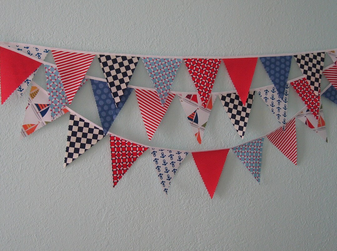 Mini Pennant Fabric Banner -ahoy Matey- Childrens Decor, Party Decor or ...