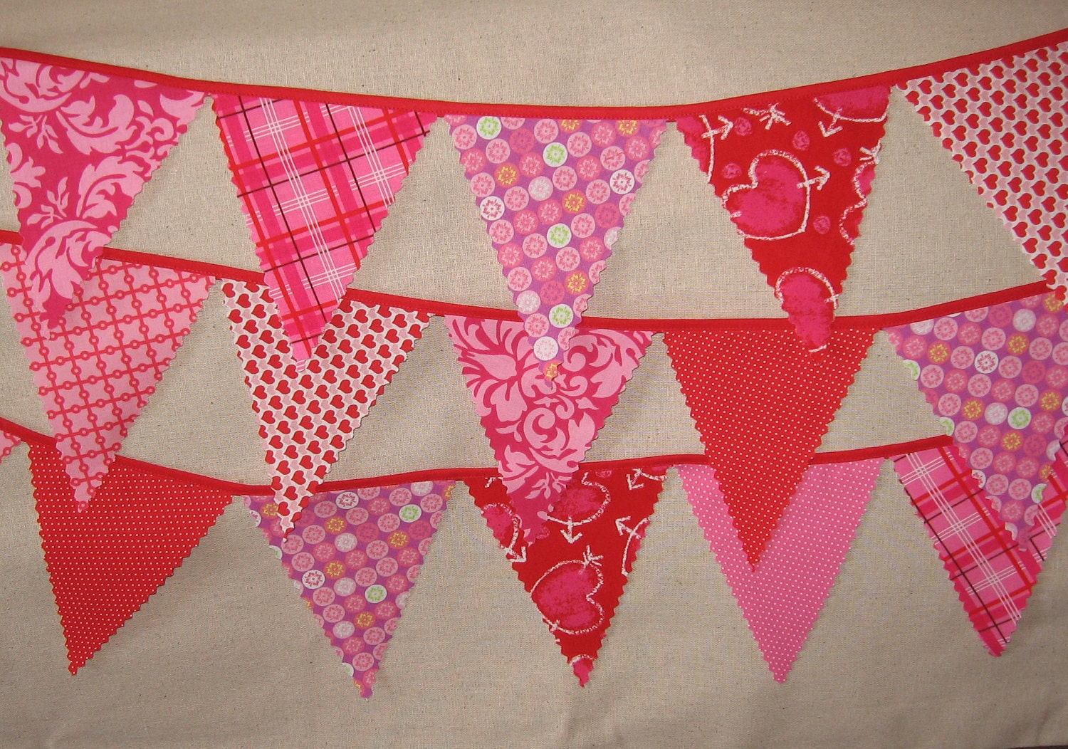 Mini Pennant Fabric Banner -VALENTINES DAY-- Childrens Decor, Party ...