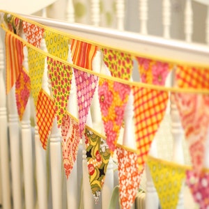 Mini Pennant Fabric Banner - Bunting in Yellow, Pink, and Orange ...