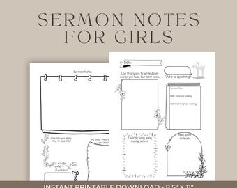 Sermon Notes for Boys | Church Journal Printable | 8.5x11 Digital ...
