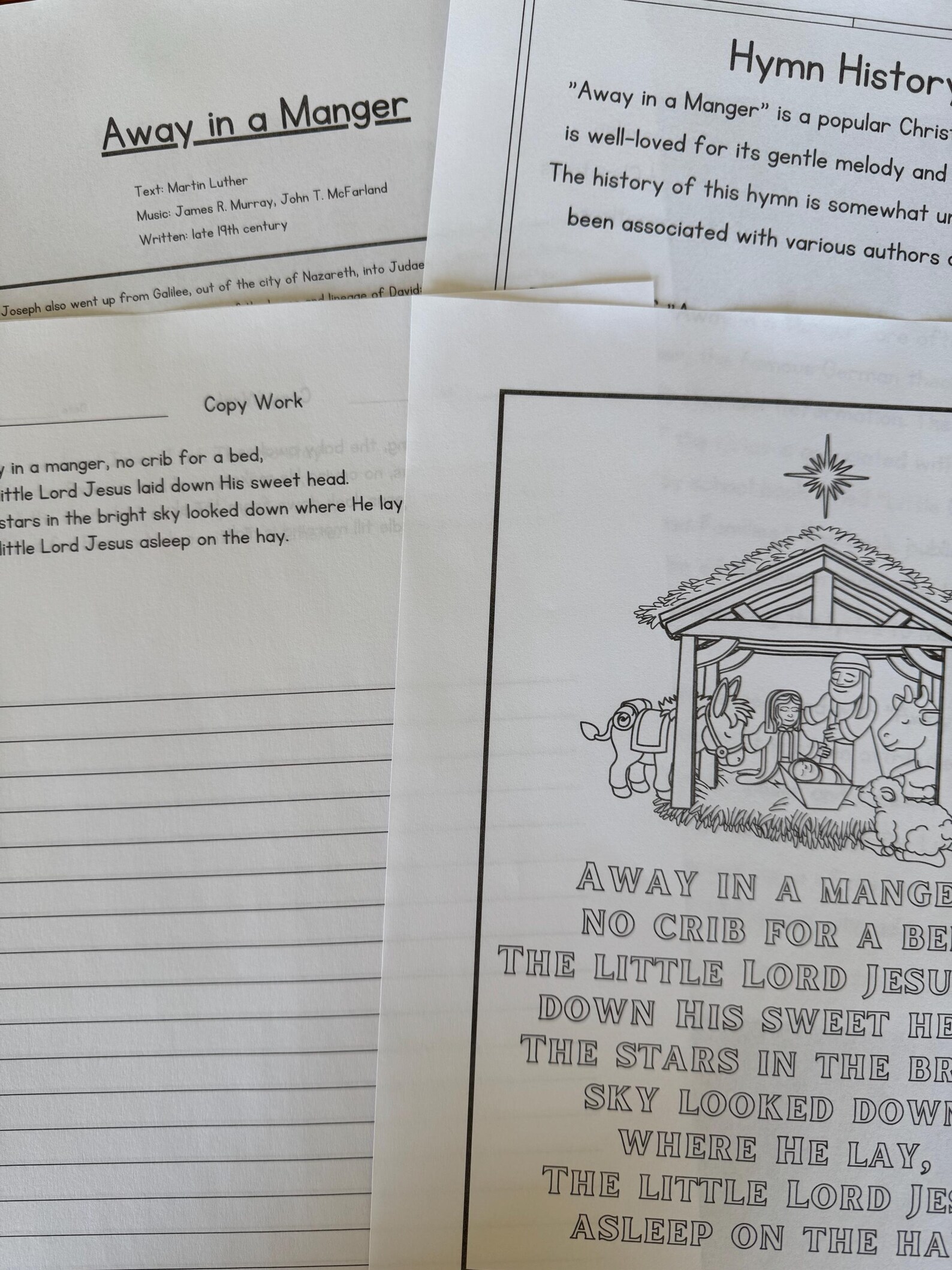 Away in a Manger Hymn Study | 80 Page Printable | Christmas Hymn Lesson ...