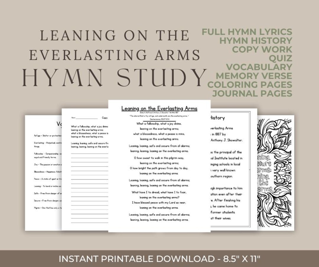Leaning on the Everlasting Arms Hymn Study | 75-page Christian ...