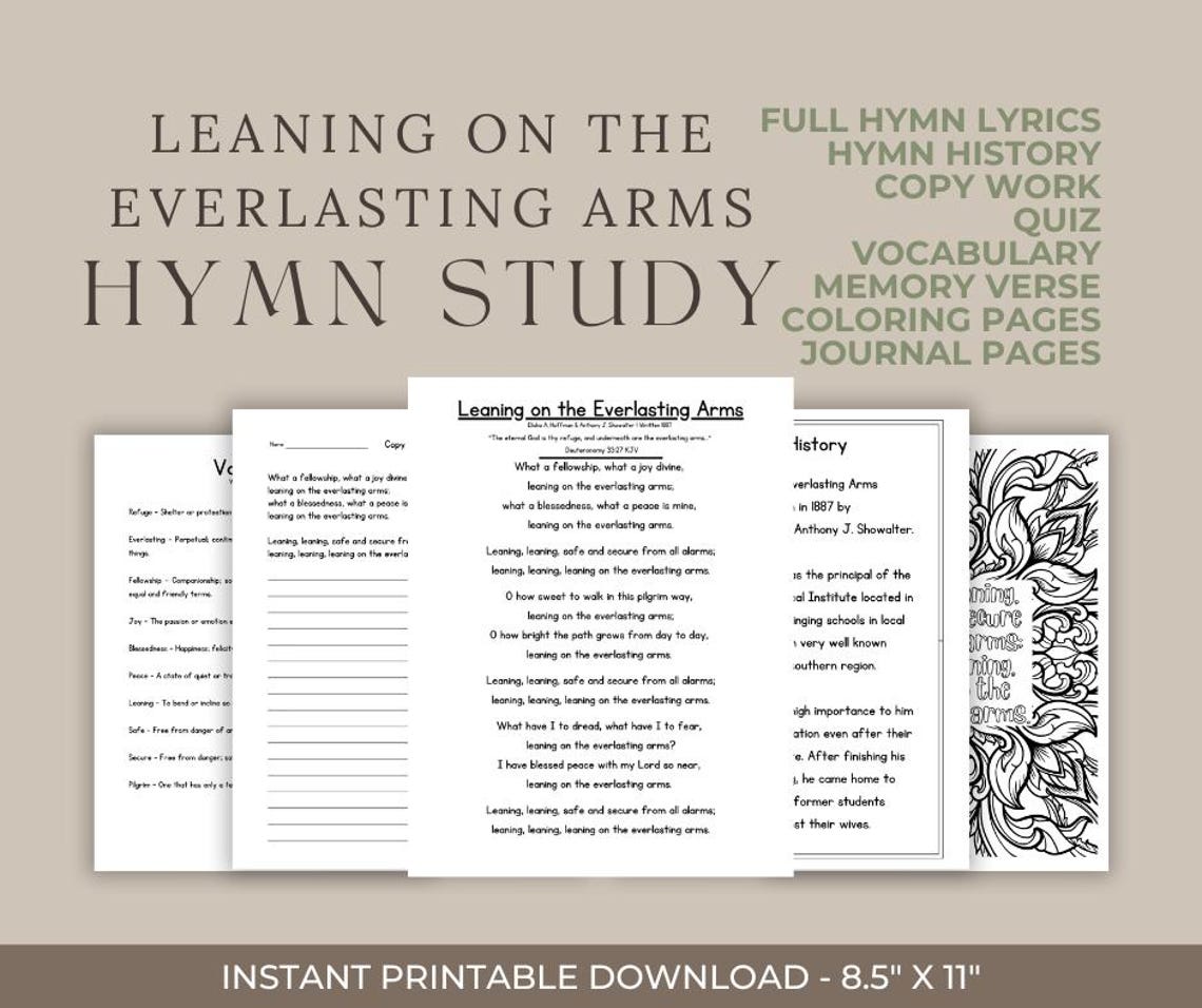 Leaning on the Everlasting Arms Hymn Study | 75-page Christian ...