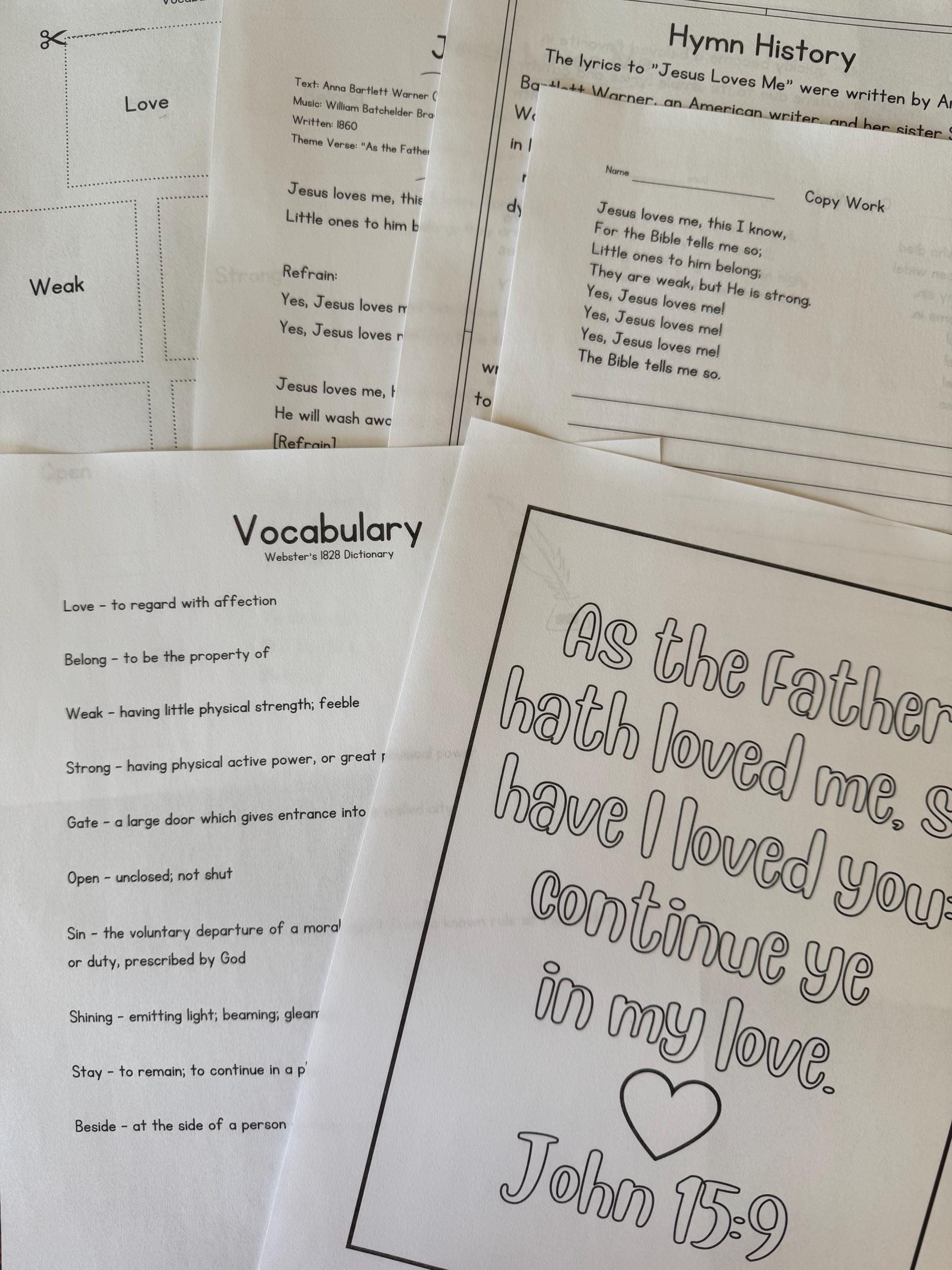 Jesus Loves Me Hymn Study Printable | Charlotte Mason Homeschool ...