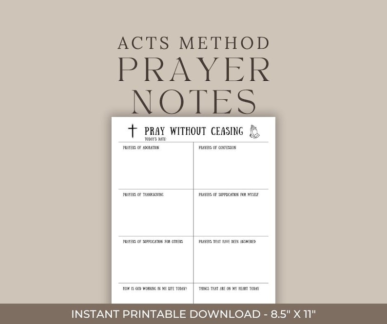 Printable Prayer Journal Page | ACTS Prayer Method | Christian Prayer ...