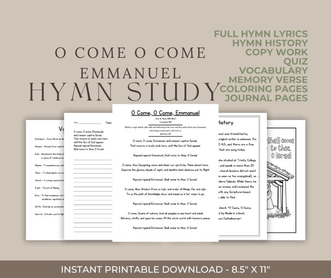 O Come, O Come, Emmanuel Hymn Study | 78-page Printable | Bible Lesson ...