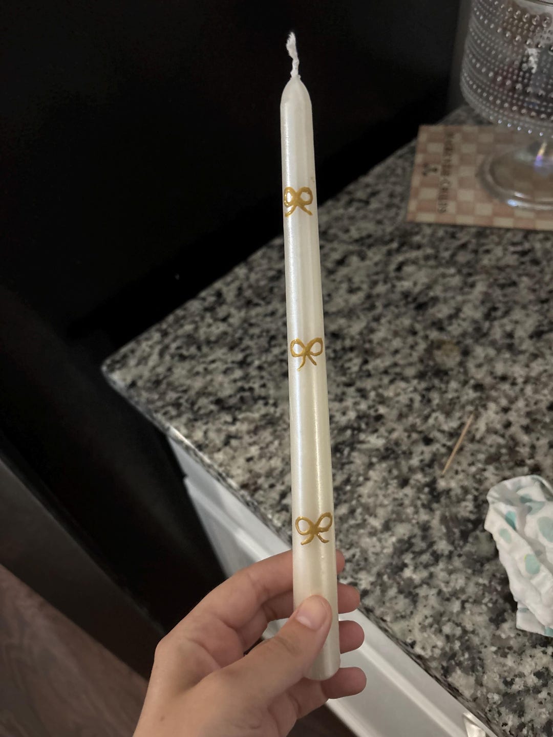 Hand Painted Bow Taper Candles - Etsy