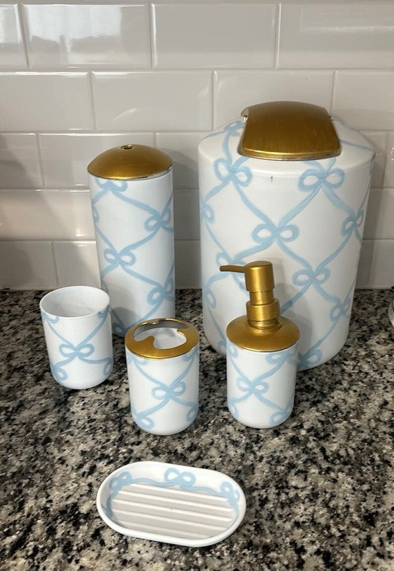 String Bow Bathroom Accessories Set - Etsy