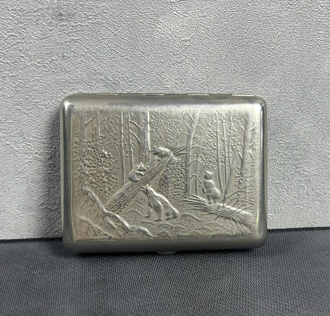 Cigarette Case Metal. Cigarette Case "morning in a Pine Forest" Soviet ...