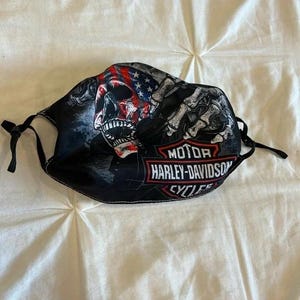 Harley-davidson Motorcycles Black Skull Print Face Mask - Etsy