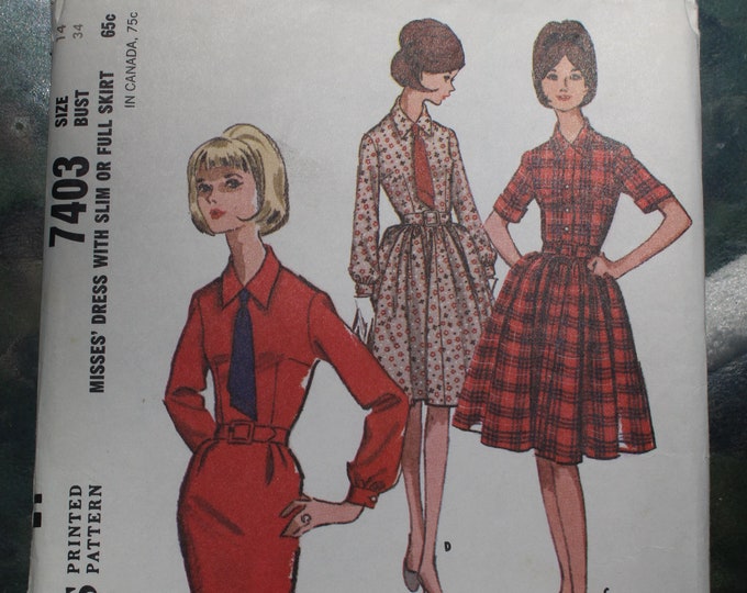 Vintage 1960s 1964 Mccall's Donna Reed Style Shirtwaist Dress With Slim ...