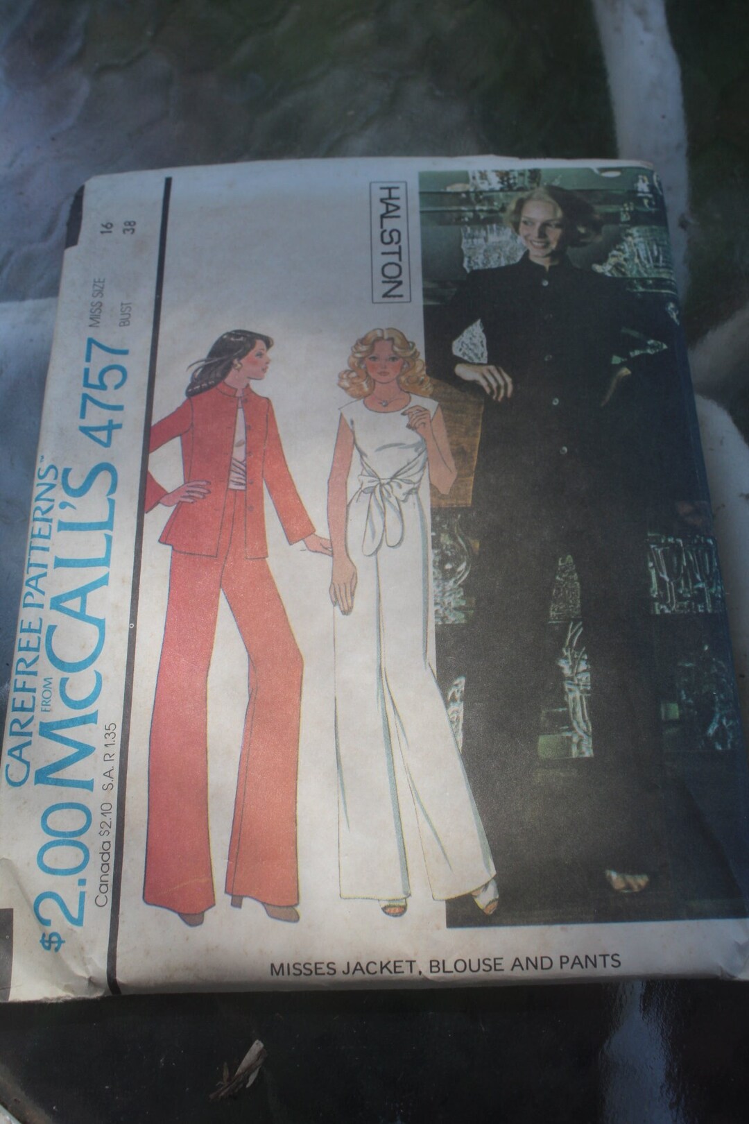 Vintage 1970s 1975 Mccall's 4757 Designer Halston Front Tied Blouse ...