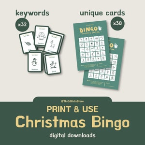 Festive Christmas Bingo, 30 XMAS Bingo Cards, Christmas Games, Activity ...