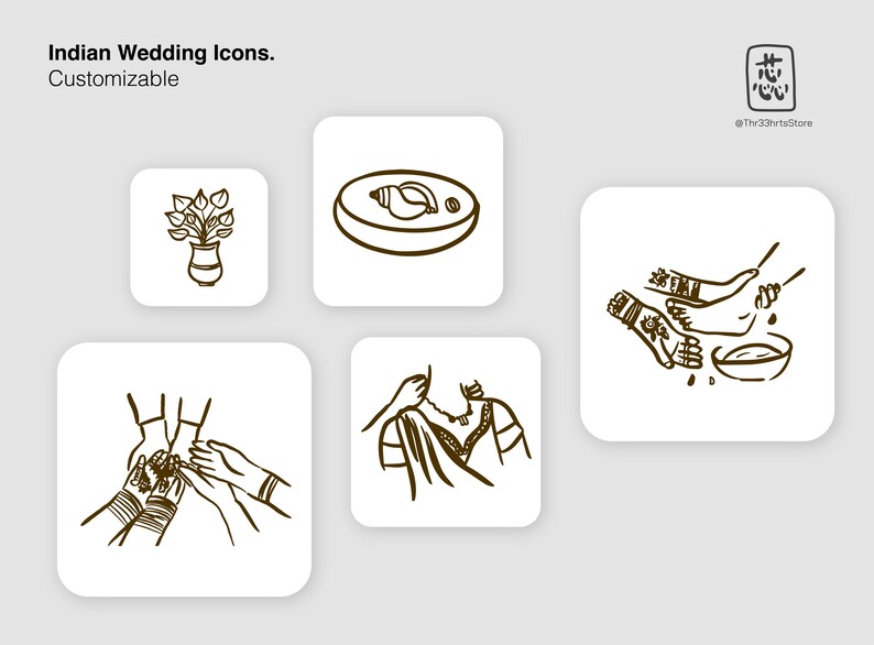 13 Hand-drawn Indian Wedding Icons: Hindu Ceremony Illustrations (SVG ...