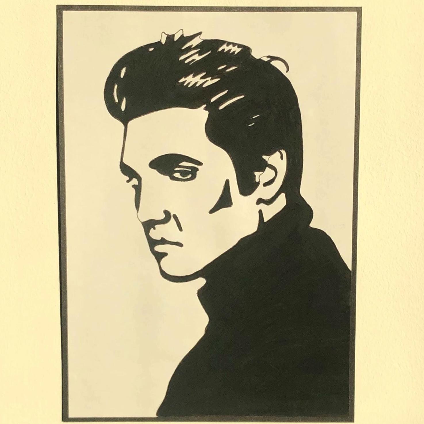 Elvis Presley Hand-drawn Silhouette Portrait - Etsy