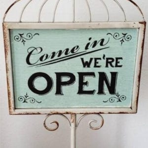 Vintage Style Open Close Pedestal Sign Bird Cage Top With Small Bird - Etsy