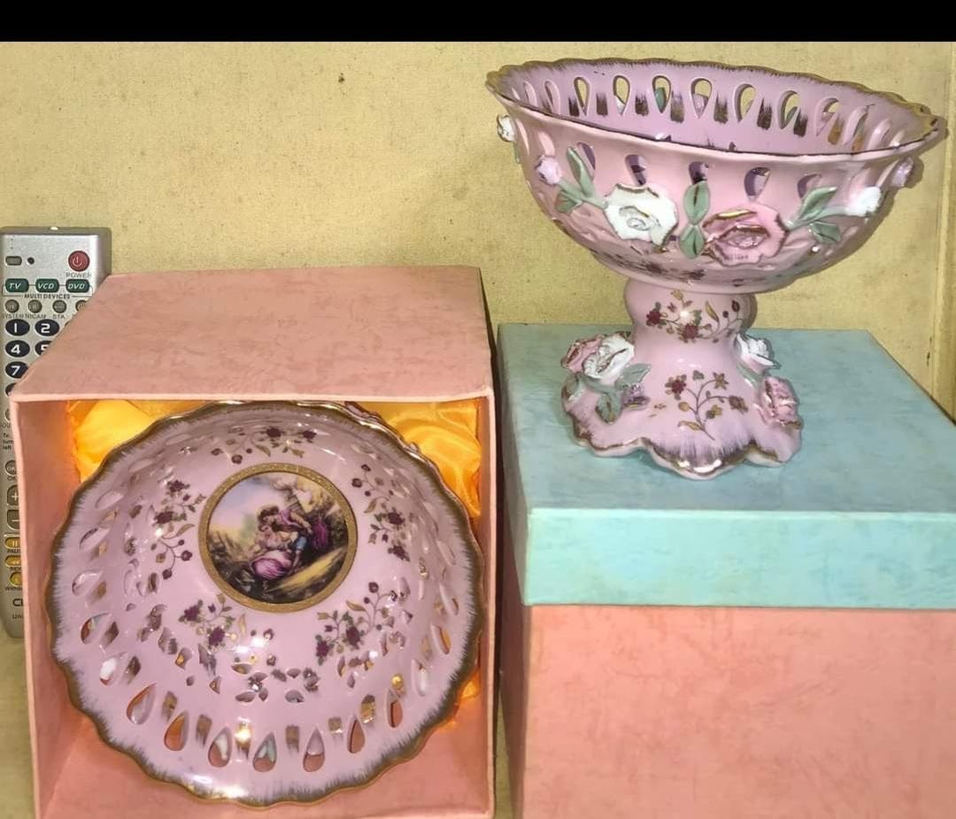 Antique French Porcelain Rococo Pedestal Compote - Etsy