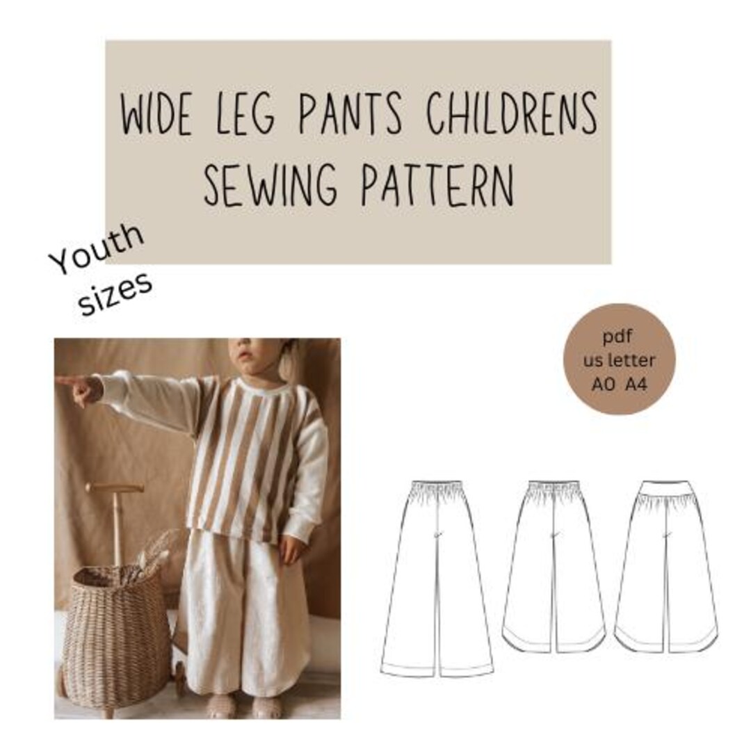 PDF Sewing Pattern Child Wide Leg Pants Beginner Sewing Pattern Easy ...