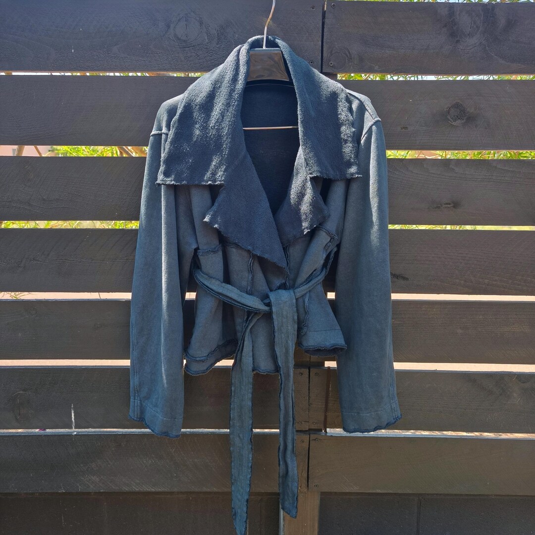 Lightweight Hemp and Organic Cotton Fleece Wrap Jacket - Set in Sleeve ...