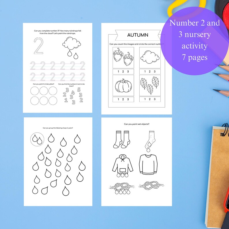 Fun 2 and 3 Number Learning Activity Set, Preschool Number Learning ...