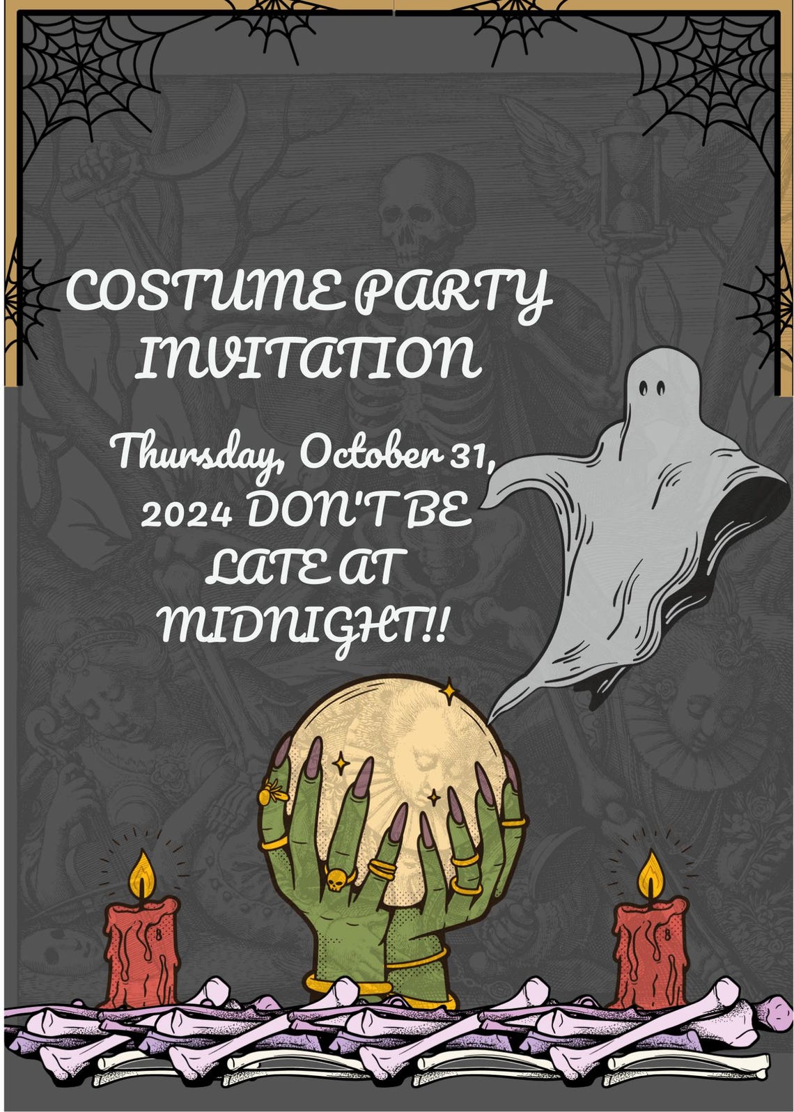 Ghost Invitation Gothic Invitation Costumes & Cocktails Adult Halloween ...