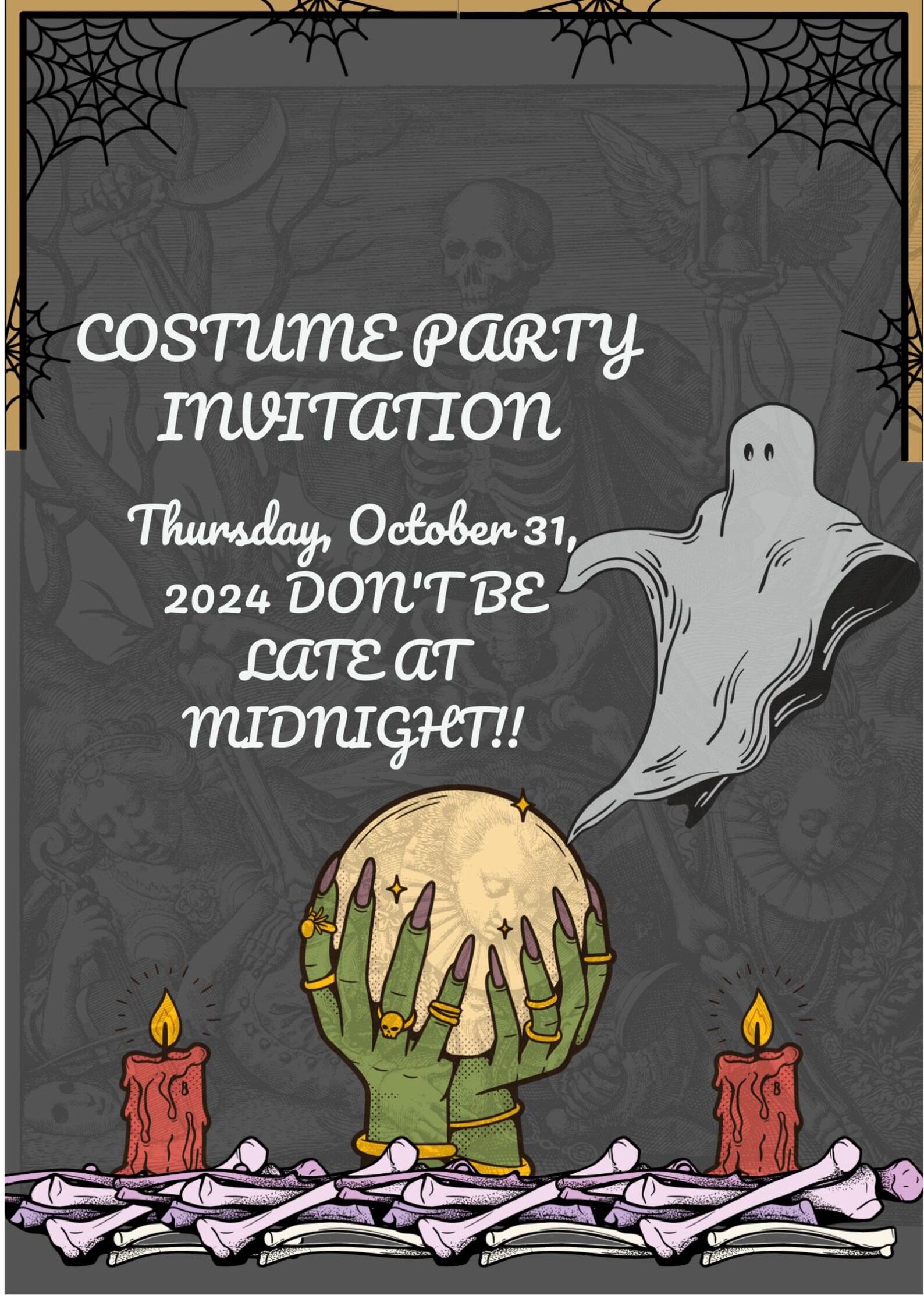 Ghost Invitation Gothic Invitation Costumes & Cocktails Adult Halloween ...