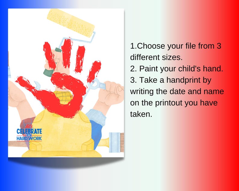 Labor Day Printable, Preschool Nursery, Children's Activity, Handprint ...