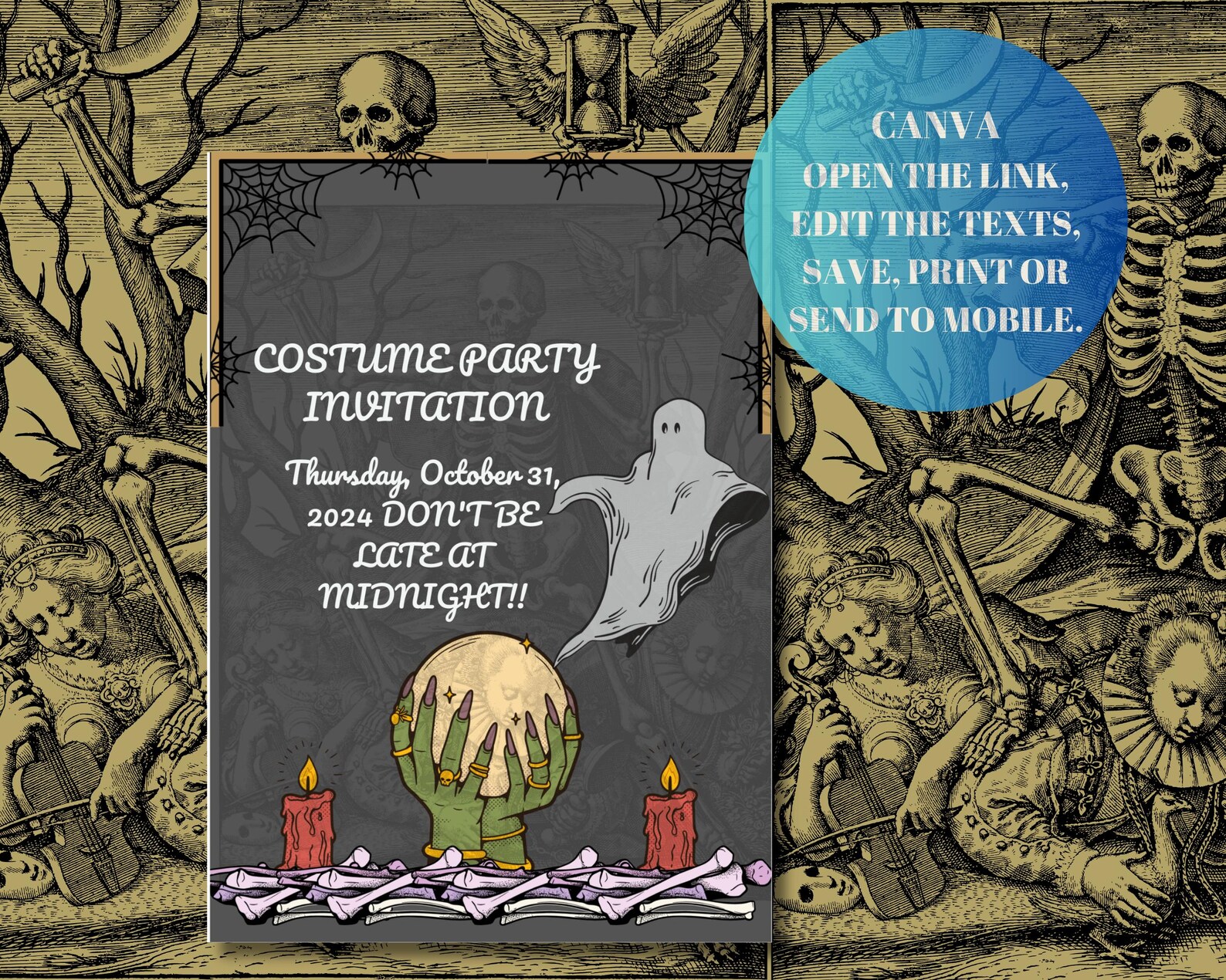 Ghost Invitation Gothic Invitation Costumes & Cocktails Adult Halloween ...