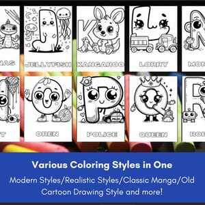 Alphabet Magic: 27 Creative Coloring Pages for Kids - Etsy