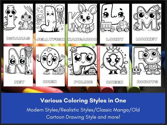 Alphabet Magic: 27 Creative Coloring Pages for Kids - Etsy