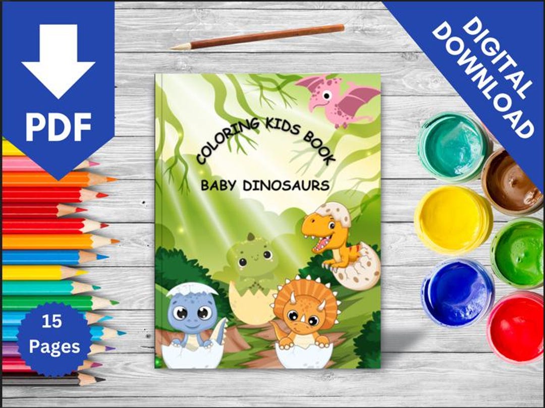 Dino Color Fun Editable Baby Dinosaurs Coloring Book With 15 Printable ...