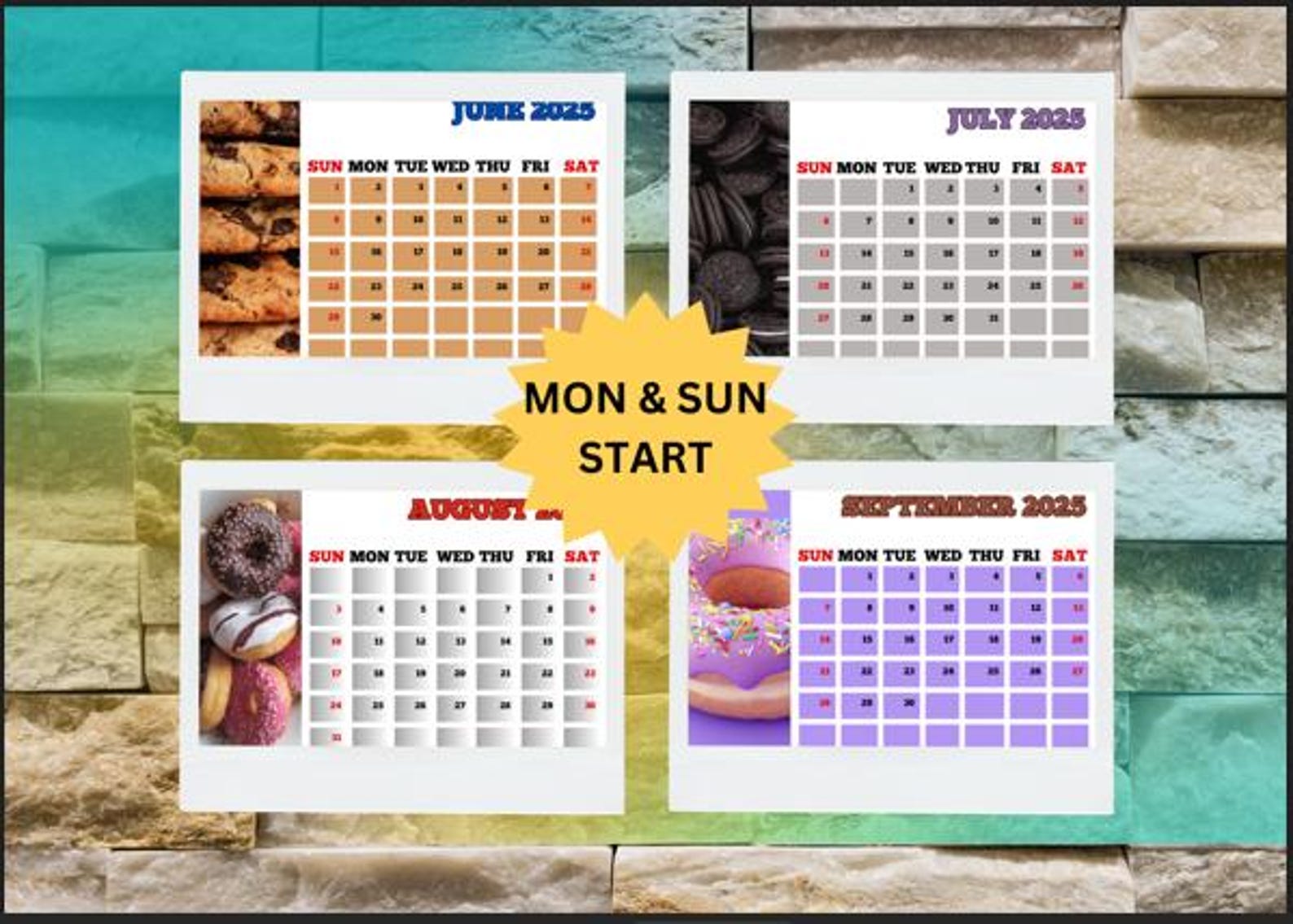 2025 Calendar Printable, Bakery Calendar 2025, Wall & Table Calendar ...