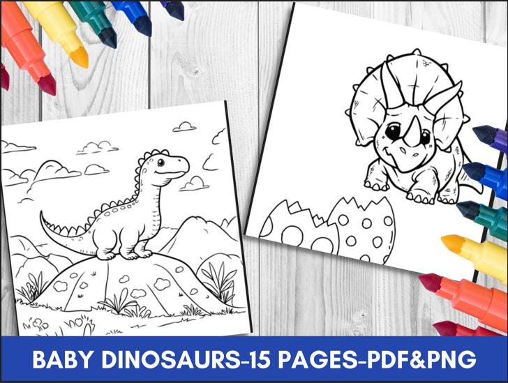 Dino Color Fun Editable Baby Dinosaurs Coloring Book With 15 Printable ...