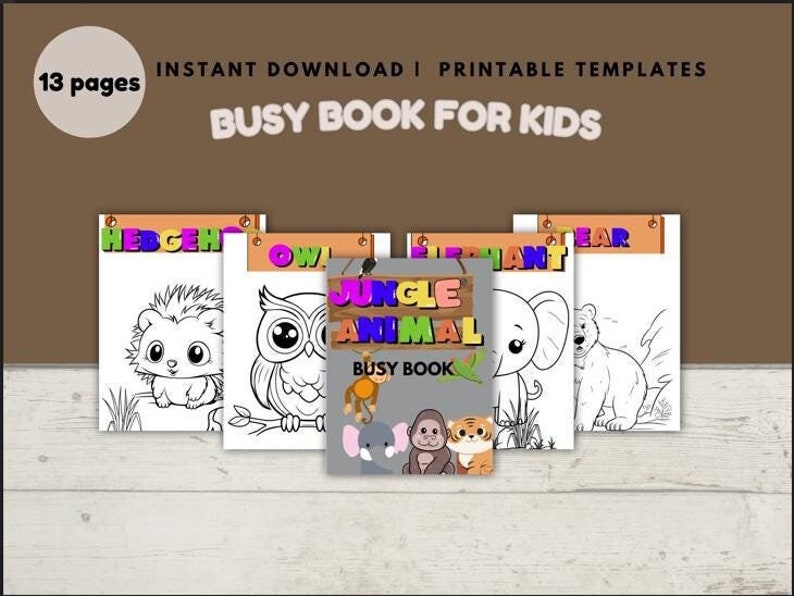 13-page Jungle Animal Busy Book & Coloring Book for Kids. Canva ...